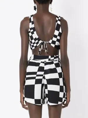 AMIR SLAMA Geometric-print Sleeveless Top