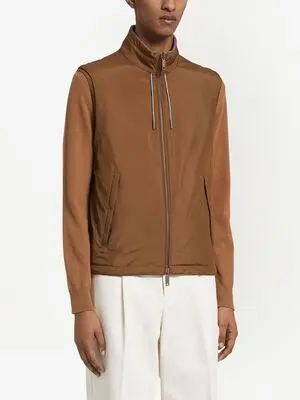 Zegna Reversible Zip-up Vest - Brown