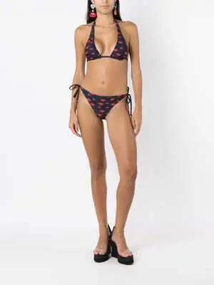 AMIR SLAMA Lips-print Bikini Set - Black