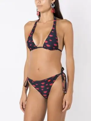 AMIR SLAMA Lips-print Bikini Set - Black