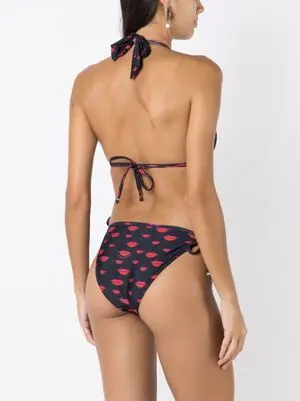 AMIR SLAMA Lips-print Bikini Set - Black