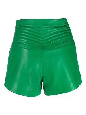 Philipp Plein Ribbed High-waist Leather Shorts