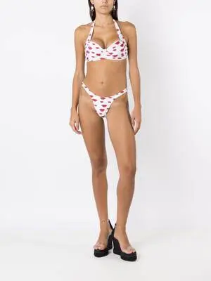 AMIR SLAMA All-over Lip-print Bikini Set - White