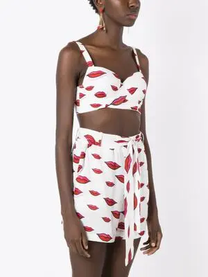 AMIR SLAMA Lip-print Cropped Top