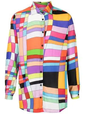 AMIR SLAMA Geometric-print Long-sleeve Shirt