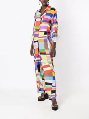 AMIR SLAMA Geometric-print Long-sleeve Shirt