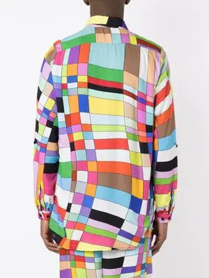 AMIR SLAMA Geometric-print Long-sleeve Shirt