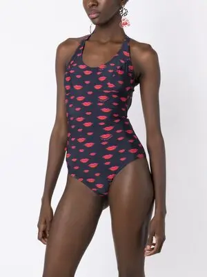 AMIR SLAMA Lip-print One-piece Swimsuit