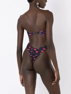 AMIR SLAMA Lip-print Cut-out Bandeau Swimsuit