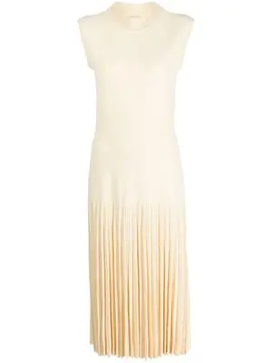 MRZ Mesh-detailing Pleated Dress - Neutrals
