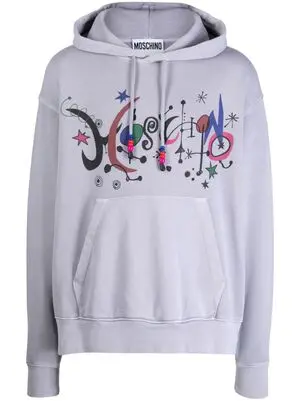 Moschino Print Cotton Hoodie - Grey