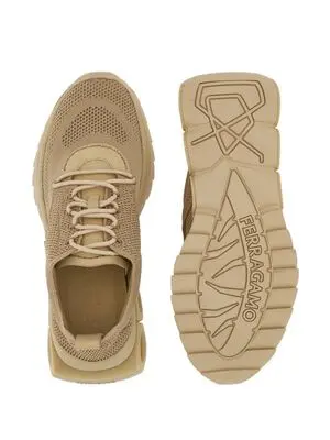 FERRAGAMO Gancini Plaque Low-top Sneakers - Neutrals