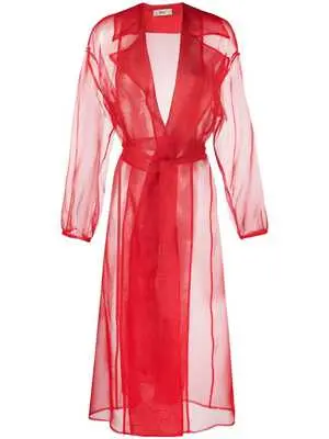 Herno Belted Sheer Silk Coat - Red
