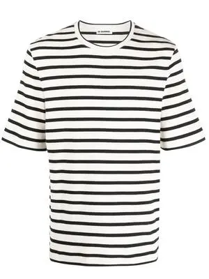 JIL SANDER Stripe-print Short-sleeved T-shirt - Neutrals