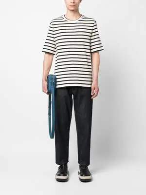 JIL SANDER Stripe-print Short-sleeved T-shirt - Neutrals