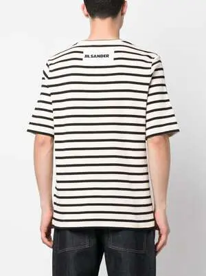 JIL SANDER Stripe-print Short-sleeved T-shirt - Neutrals
