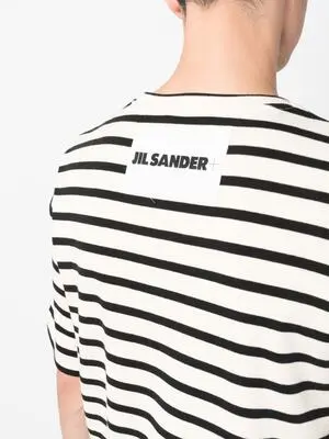 JIL SANDER Stripe-print Short-sleeved T-shirt - Neutrals