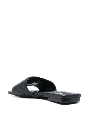 Philipp Plein Crystal-skull Matelassé Slides - Black