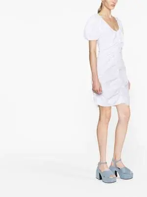 GANNI Ruched Mini Dress - White