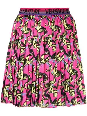 Versace Baroque-print Pleated Miniskirt - Pink