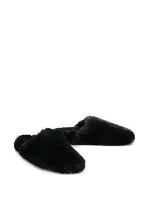 Balenciaga Teddy Faux-shearling Slippers - Black