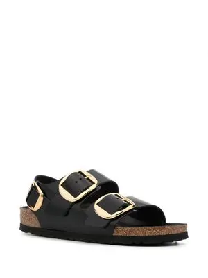 BIRKENSTOCK Milano Leather Flat Sandals - Black