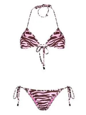 Attico Zebra-print Bikini - Brown