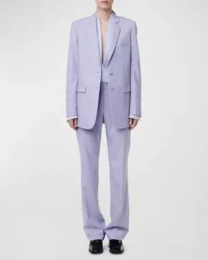 Another Tomorrow Merino Wool Oversized Blazer Jacket - Lilac
