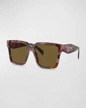 Prada Prada Contrasting Logo Square Sunglasses Brown