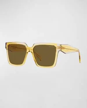 Prada Prada Contrasting Logo Square Sunglasses Dark Brown