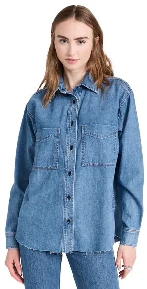 ASKK NY Oversized Denim Shirt With Patch Pockets - Palm Canyon