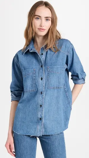 ASKK NY Oversized Denim Shirt With Patch Pockets - Palm Canyon