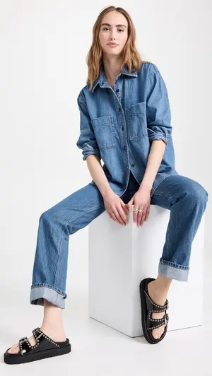 ASKK NY Oversized Denim Shirt With Patch Pockets - Palm Canyon