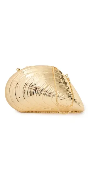 Simkhai Bridget Metal Oyster Shell Clutch - Gold