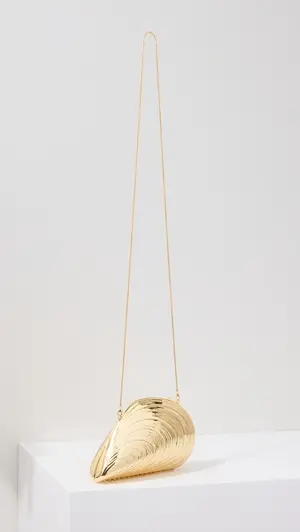 Simkhai Bridget Metal Oyster Shell Clutch - Gold