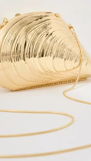Simkhai Bridget Metal Oyster Shell Clutch - Gold
