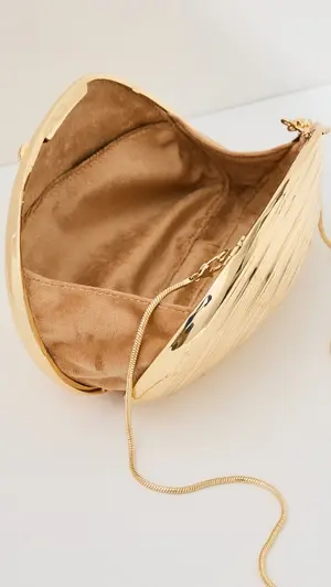 Simkhai Bridget Metal Oyster Shell Clutch - Gold
