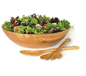 LIPPER Large Bamboo Salad Bowl With Servers