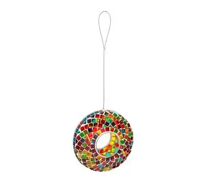 EVERGREEN Acrylic Circle Feeder, Rainbow Mosaic Glass - One-color