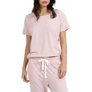 PAPINELLE Jade Short Sleeve Organic Cotton Pajama Top - Pink