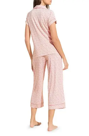 Eberjey Gisele Printed Short Sleeve Cropped Pajamas