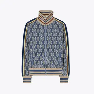 Tory Burch Tory Burch Tech Knit Jacquard Jacket Windsor Haze Racquets