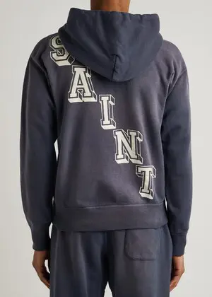 Saint Mxxxxxx Angel Of Death Hooded Cotton Sweatshirt - Navy