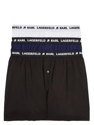 Karl Lagerfeld Logo-waistband Woven Boxer Shorts - Black