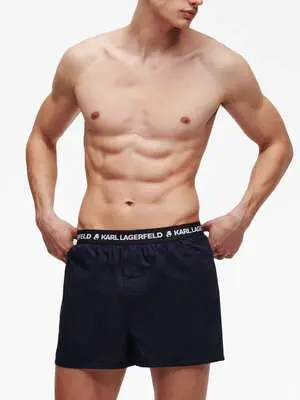 Karl Lagerfeld Logo-waistband Woven Boxer Shorts - Black