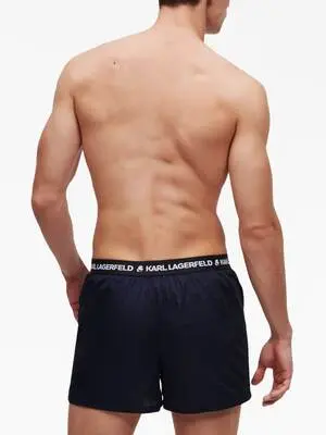 Karl Lagerfeld Logo-waistband Woven Boxer Shorts - Black