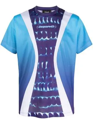 Dsquared2 Graphic-print Perforated T-shirt - Blue