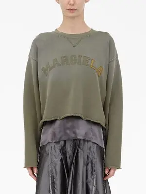 MAISON MARGIELA Logo-print Cropped Sweatshirt - Green