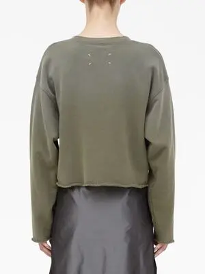 MAISON MARGIELA Logo-print Cropped Sweatshirt - Green