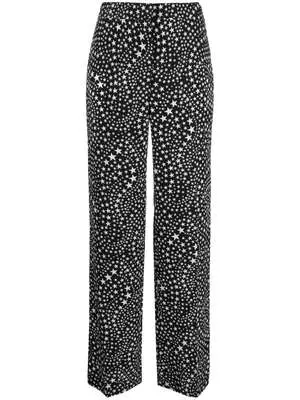Stella McCartney Star-print Silk Trousers - Black
